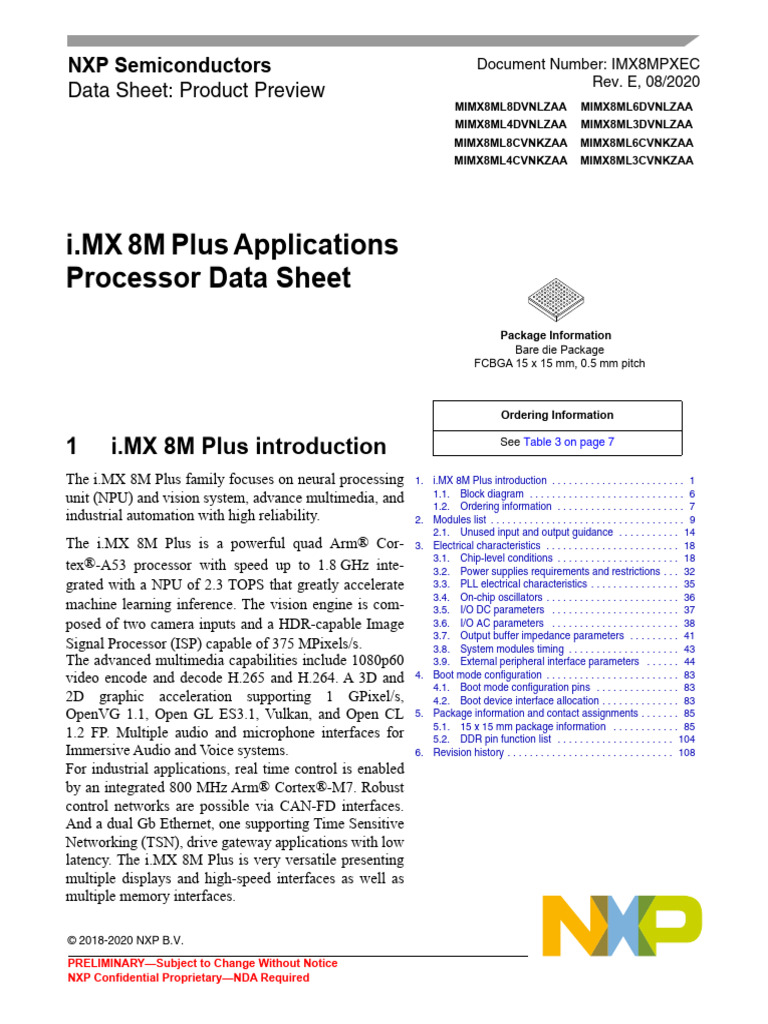 IMX8MP Datasheet Rev E | PDF