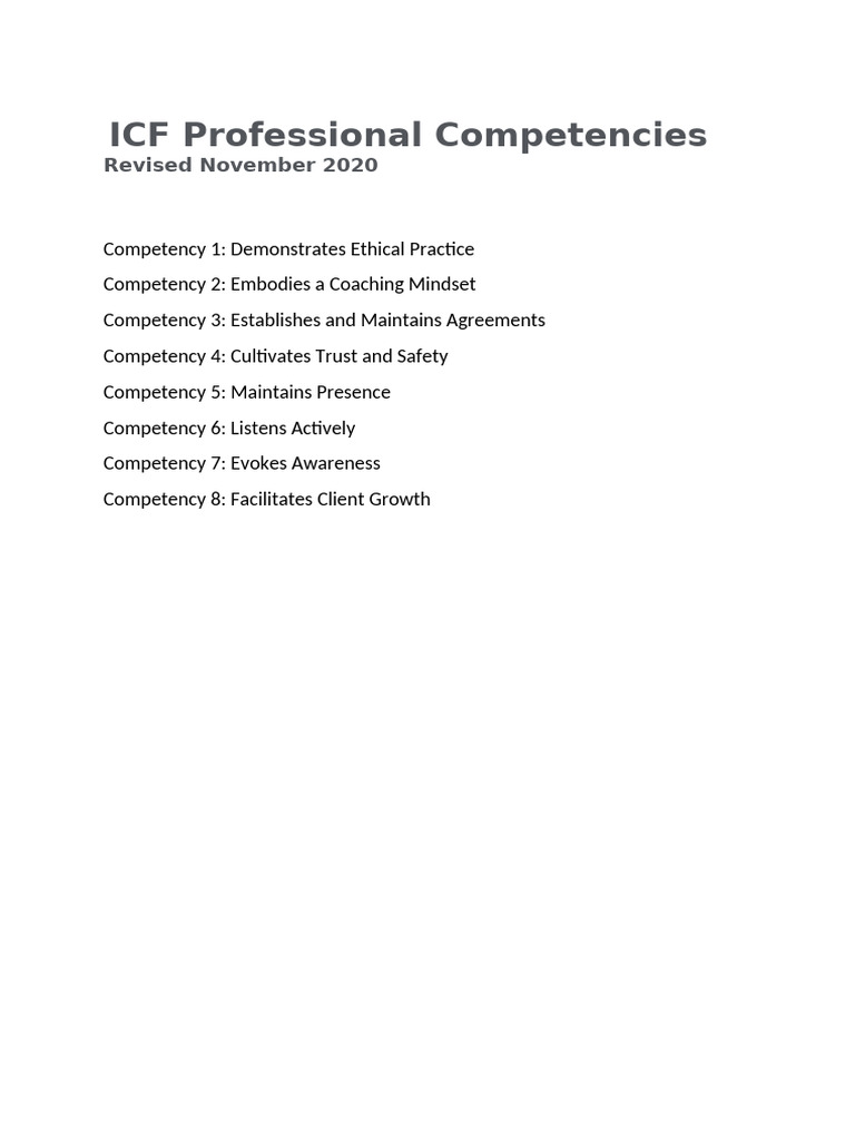ICF Professional Competencies | PDF