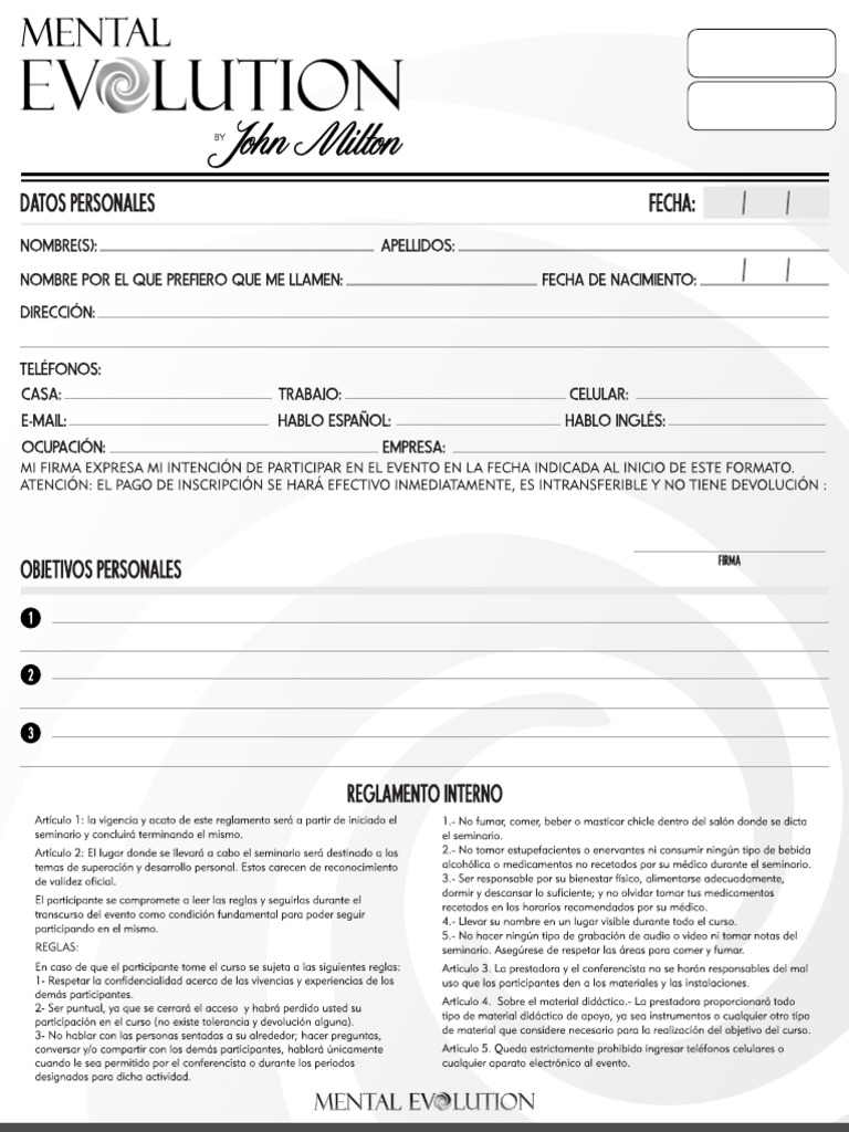 Formulario Completo Mental Evolution 2 | PDF