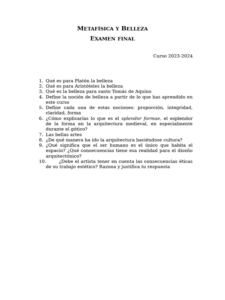 Metaf Sica y Belleza Examen Final UCSP | PDF