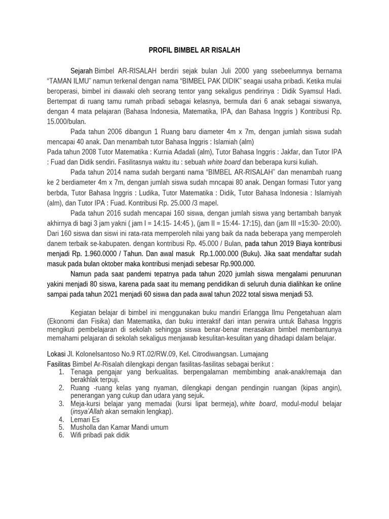 Profil AR-RISALAH | PDF