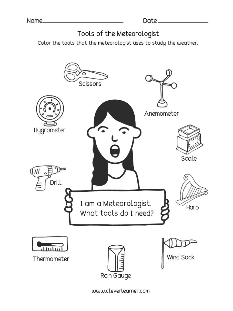 Worksheet - Kindergarten Weather Tools Cut and Paste 3 | PDF