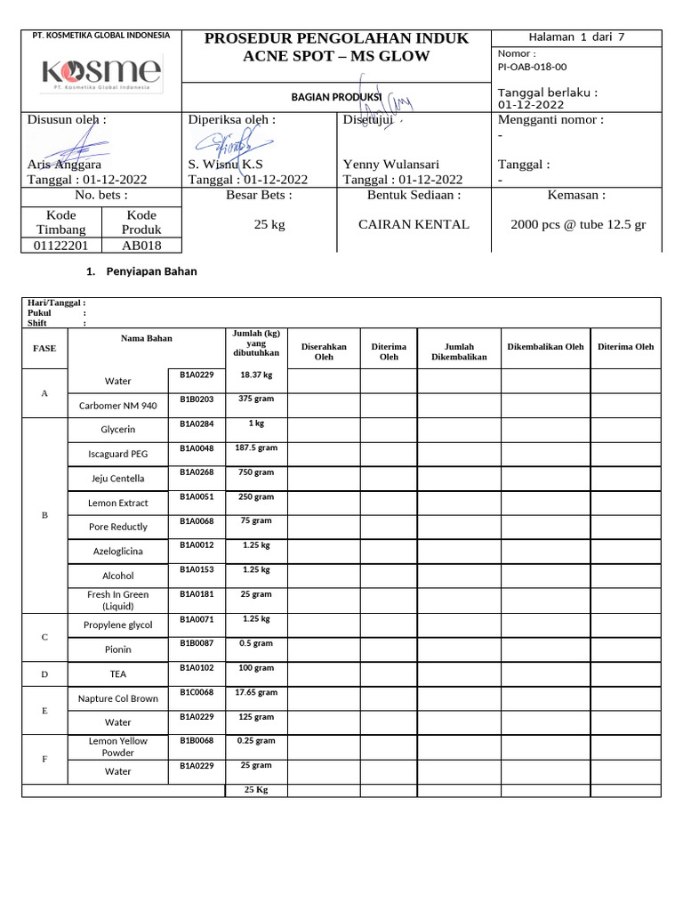 Acne Spot 25 KG New Format | PDF