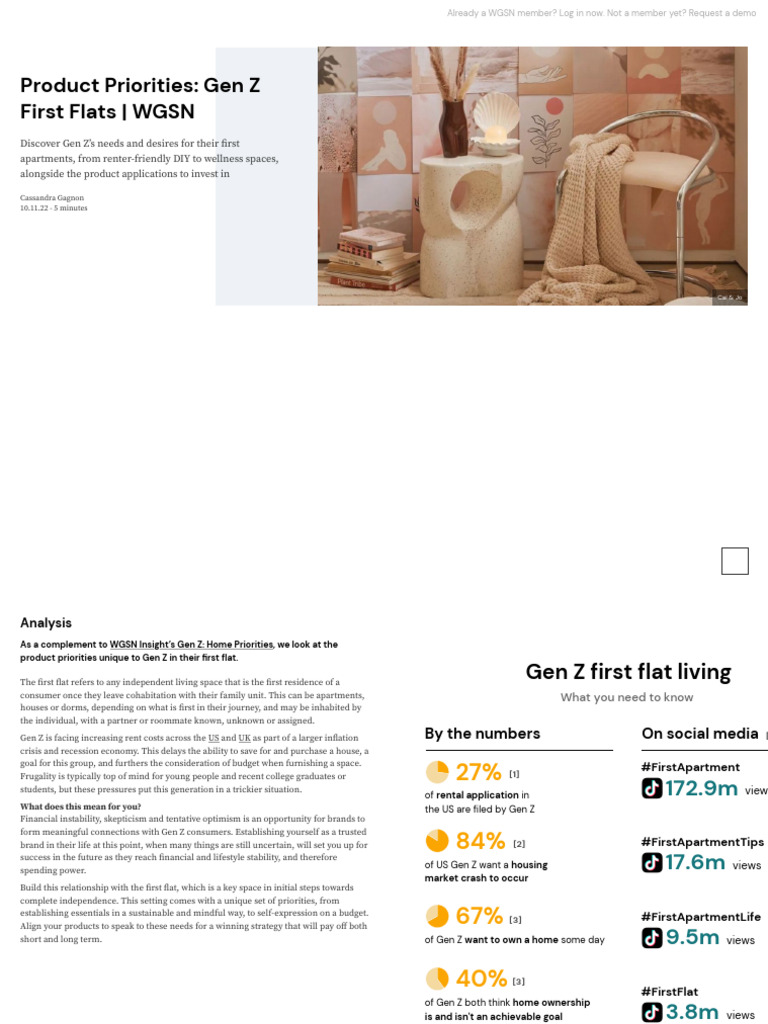 Product Priorities - Gen Z First Flats - WGSN - WGSN Interiors | PDF