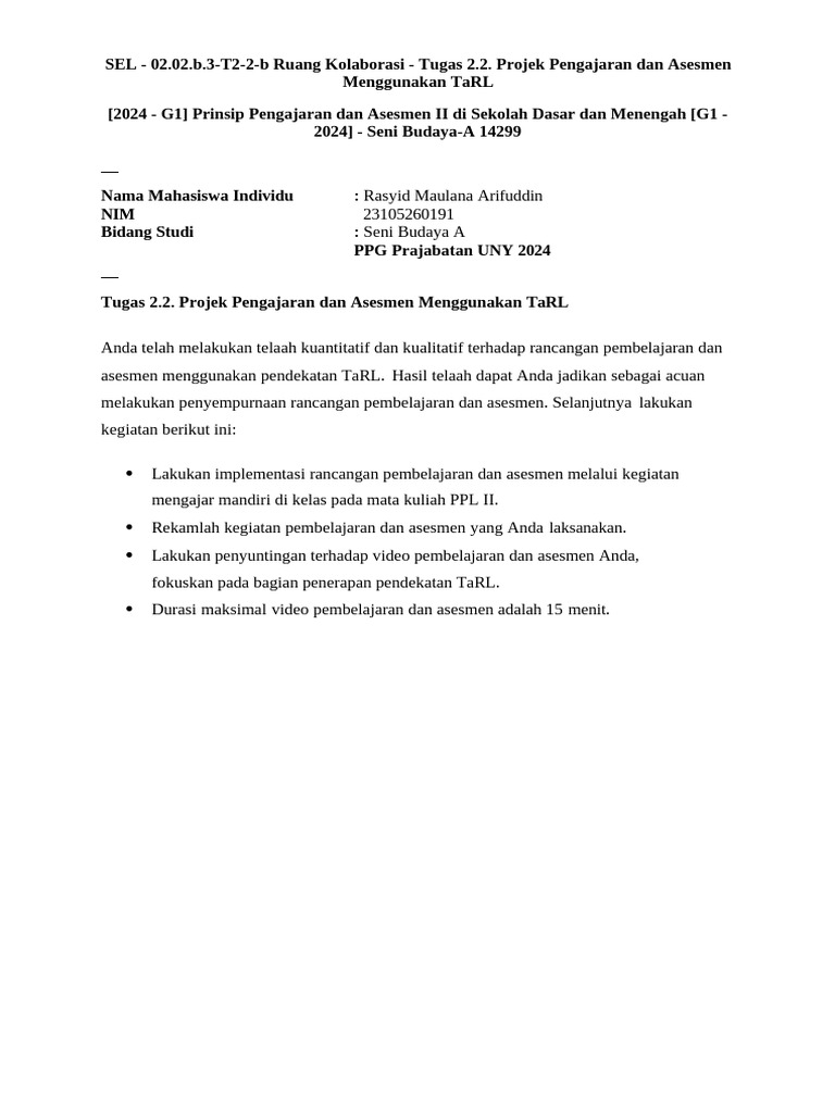 REVISI LMS - SEL - 02.02.b.3-T2-2-b Ruang Kolaborasi - Tugas 2.2. Projek Pengajaran Dan Asesmen ...