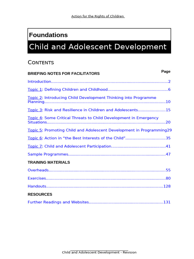 Child and Adolescent Development | PDF | Psychological Resilience ...