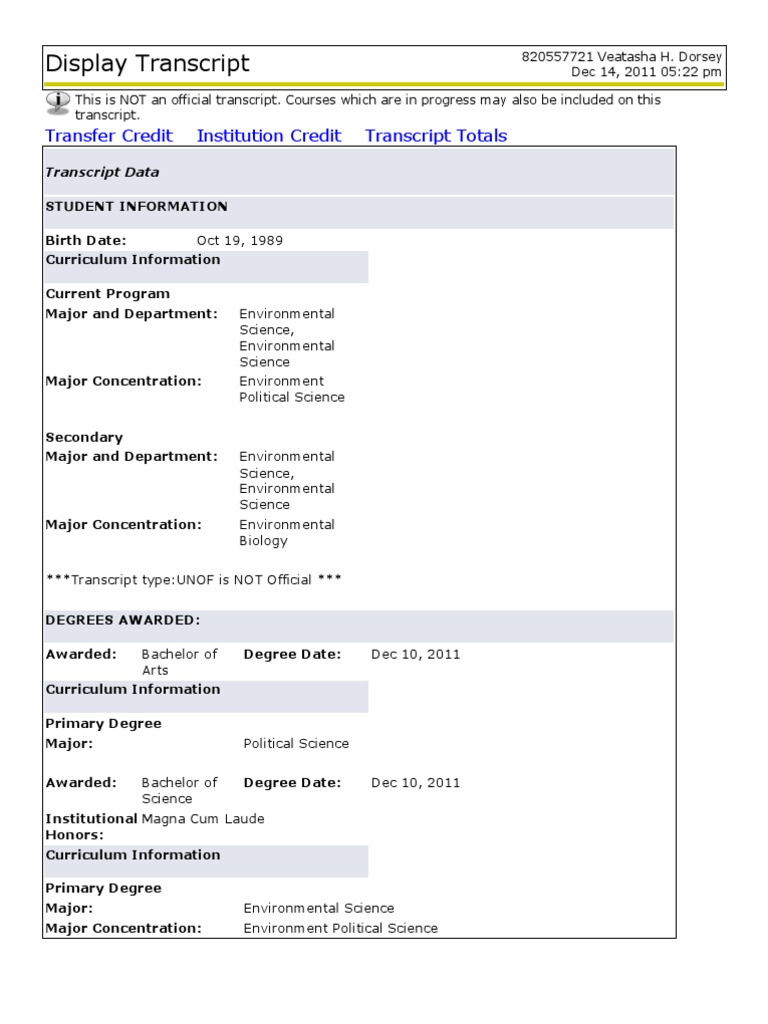 YorkU Unofficial Transcript Summary | PDF | Advanced Placement ...