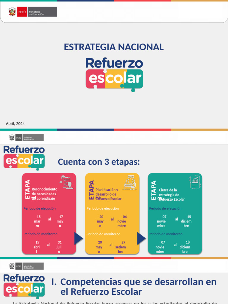 Orientaciones para Implementar La Estrategia de Refuerzo Escolar 2024 | PDF