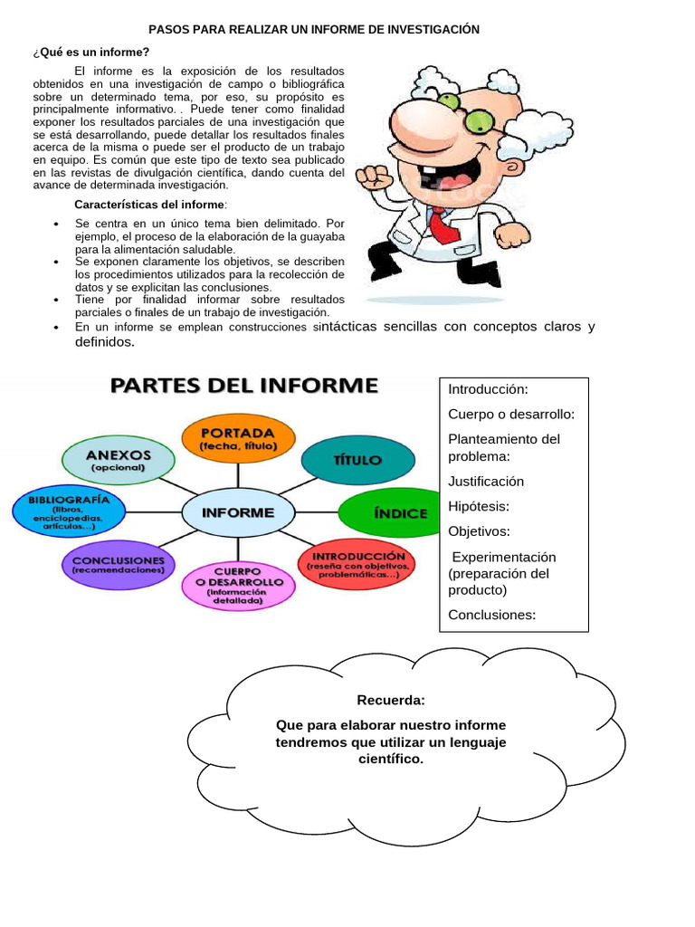 PASOS PARA REALIZAR UN INFORME DE INVESTIGACIÓN | PDF