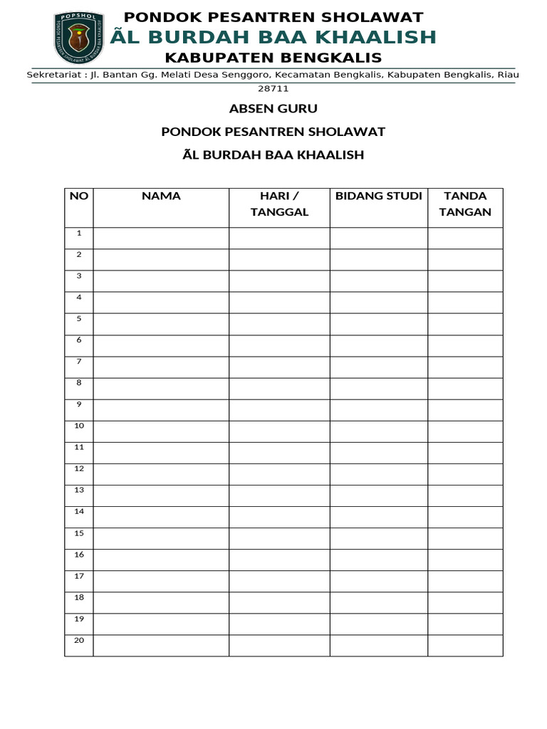 Absen Guru Kelas | PDF