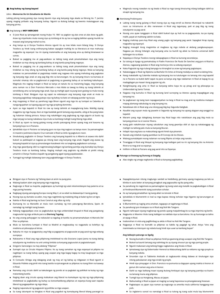 GEC - RIZAL - Ang Buhay NG Isang Bayani | PDF