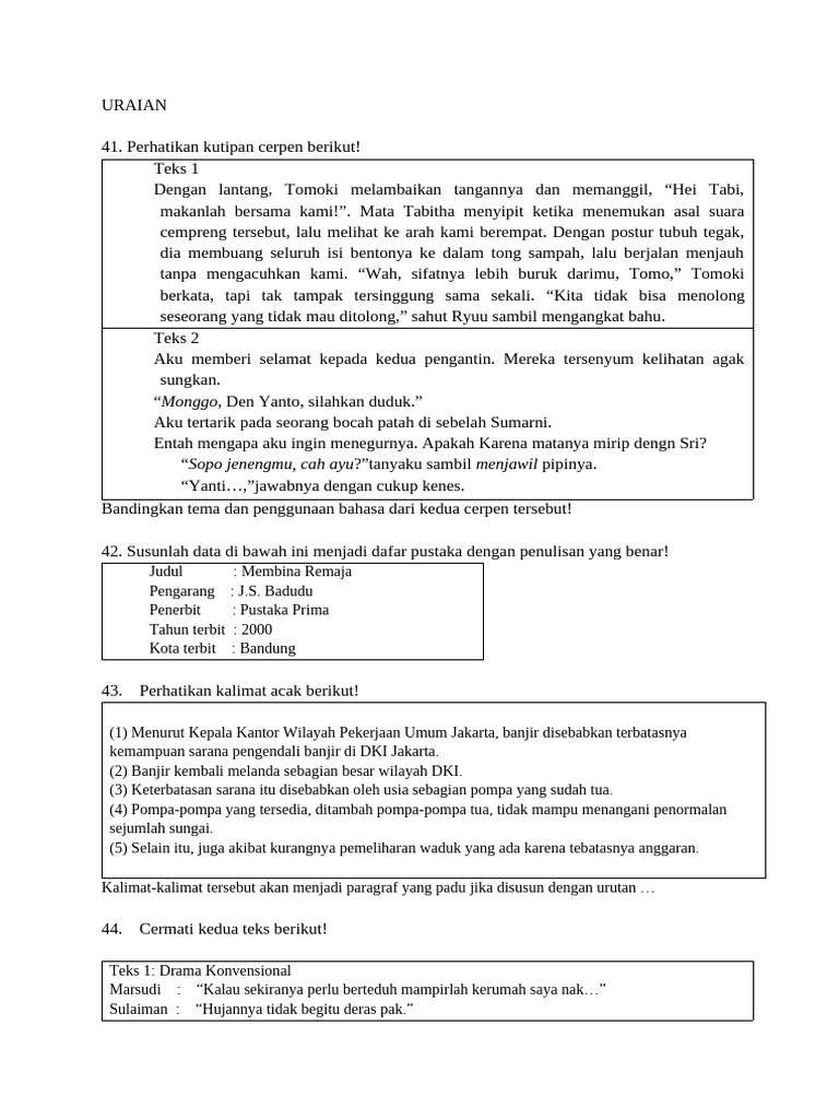 soal esay | PDF soal esay | PDF