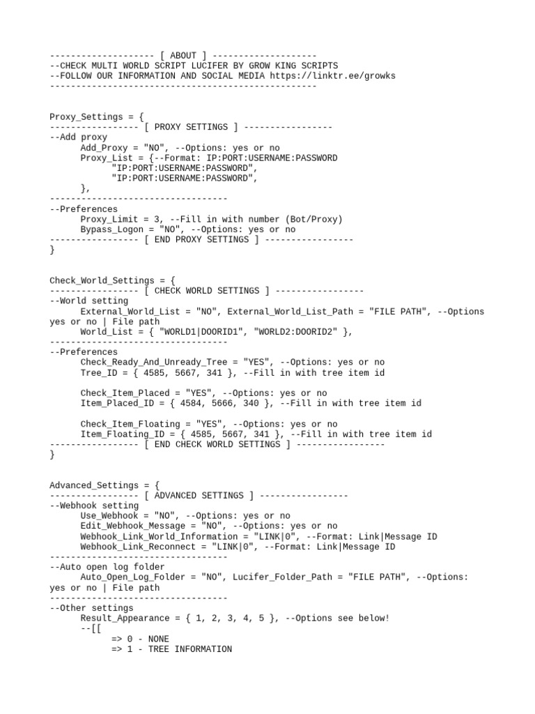SUPER Check Multi World Script LCF by Grow King Scripts Version 1.03 | PDF