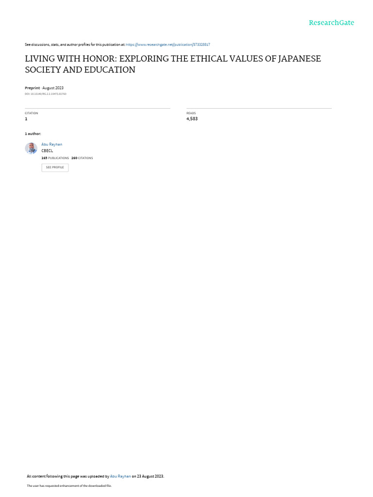 Living With Honor: Exploring The Ethical Values of Japanese Society and ...