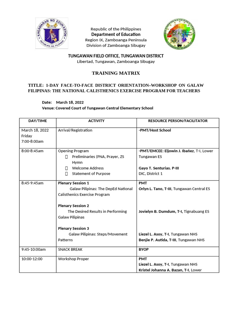 Training Matrix | PDF