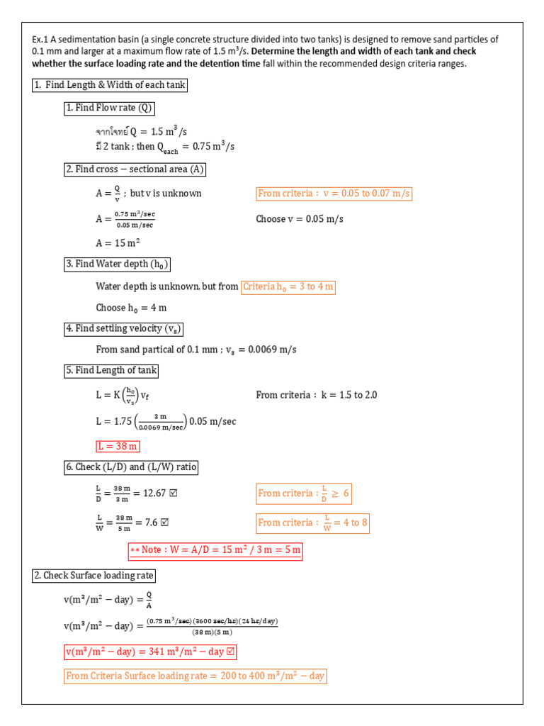 Week 10 Sedimentation Tank Design Questions | PDF