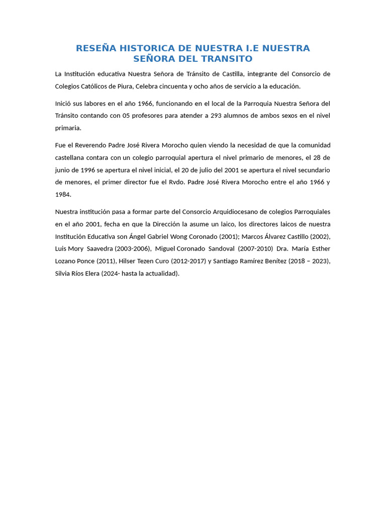 Reseña Historica de Nuestra I | PDF