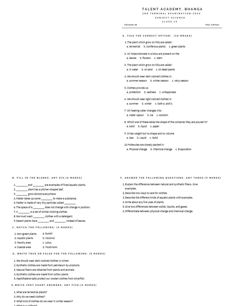 2ND TERMINAL, Science Class | PDF