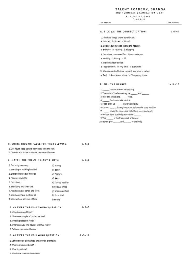 2ND Terminal, Science Class 2 | PDF