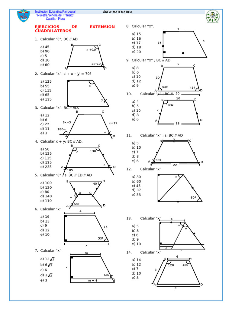 Ejercicios de Extension Cuadrilateros | PDF