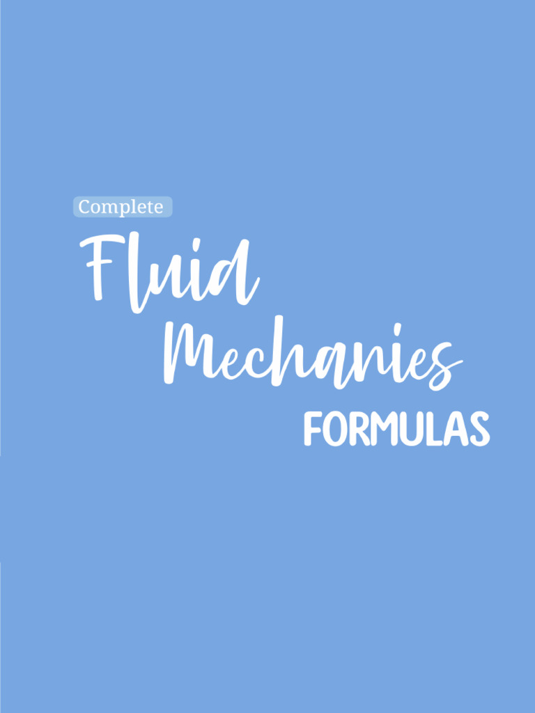 Fluid Mechanics Formulas Final | PDF