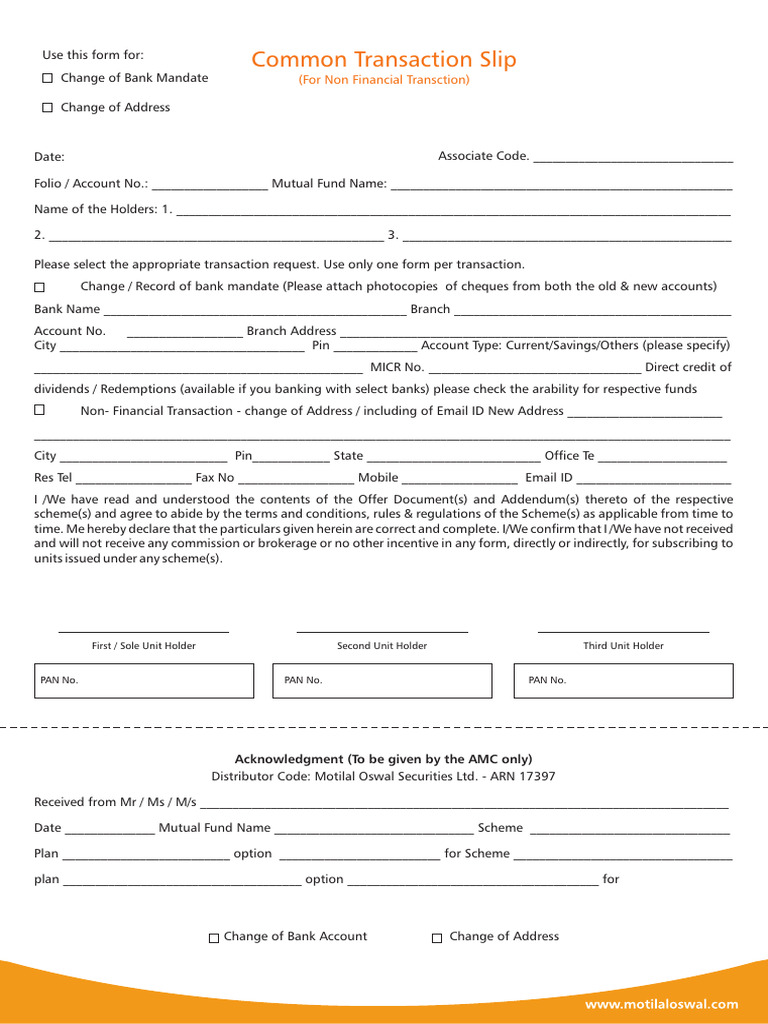 Common Transaction Form | PDF