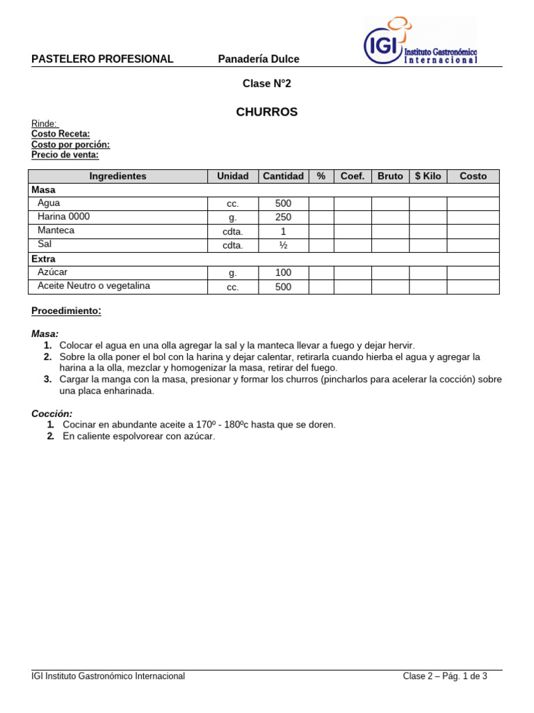 Panaderia Dulce Clase 2 Editada - Churros, Berlinesas | PDF