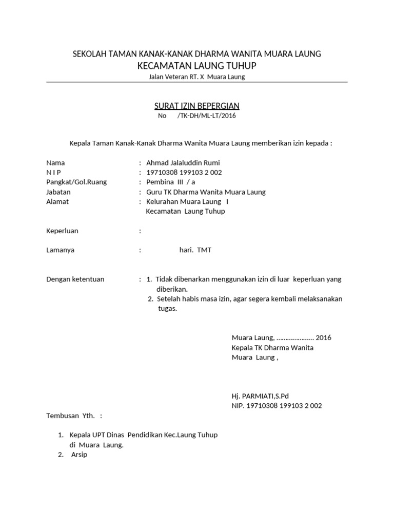 Surat Izin Bepergian | PDF