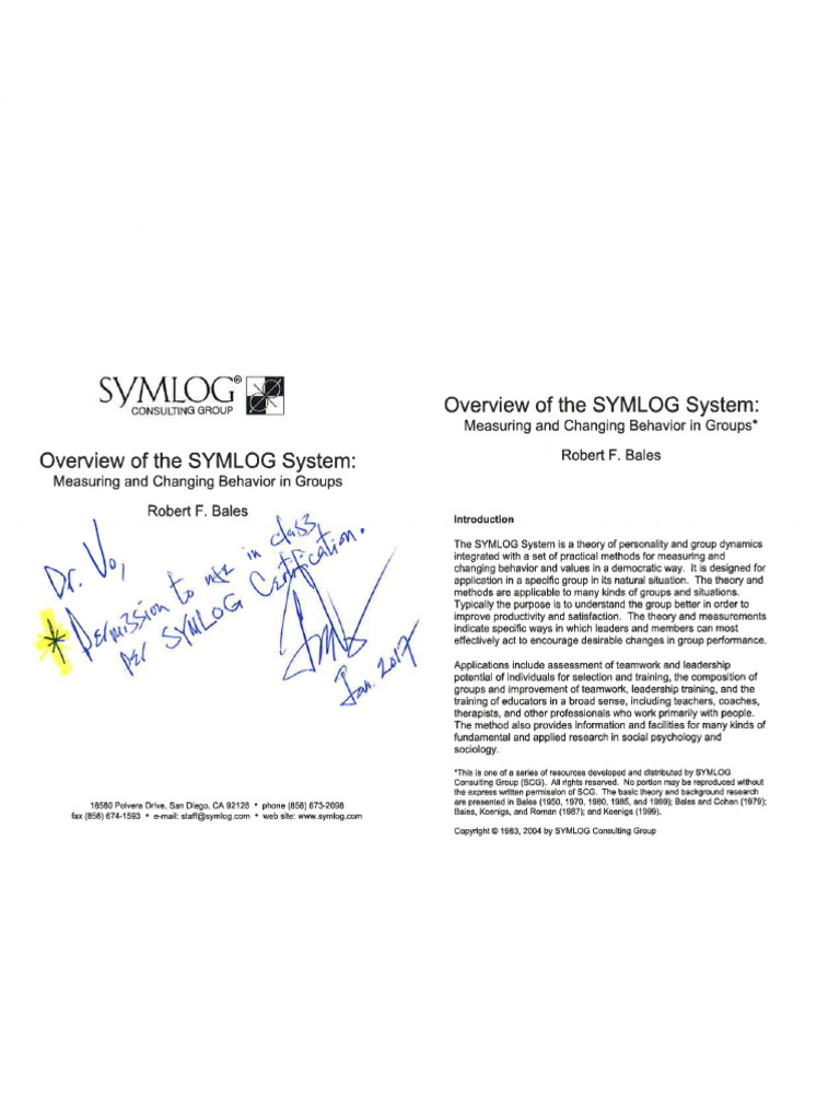 SYMLOG GroupDynamics | PDF
