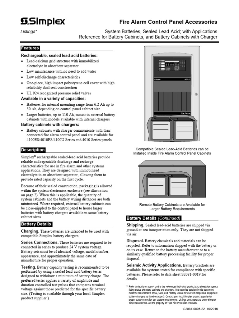 System Batteries, Sealed Lead-Acid With Applications Reference For ...