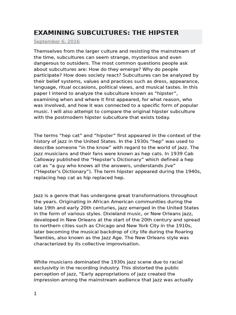 Examining Hipsters Modern | PDF | Jazz | Consumerism