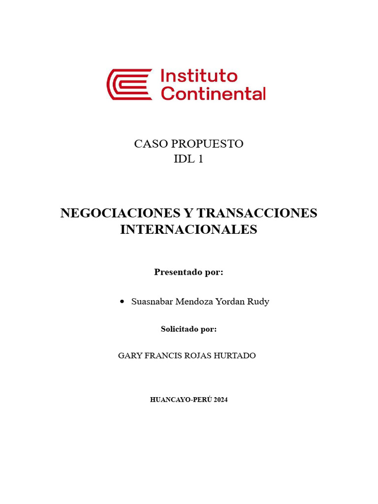 Idl 1 Negociaciones y Transacciones Internacionales | PDF