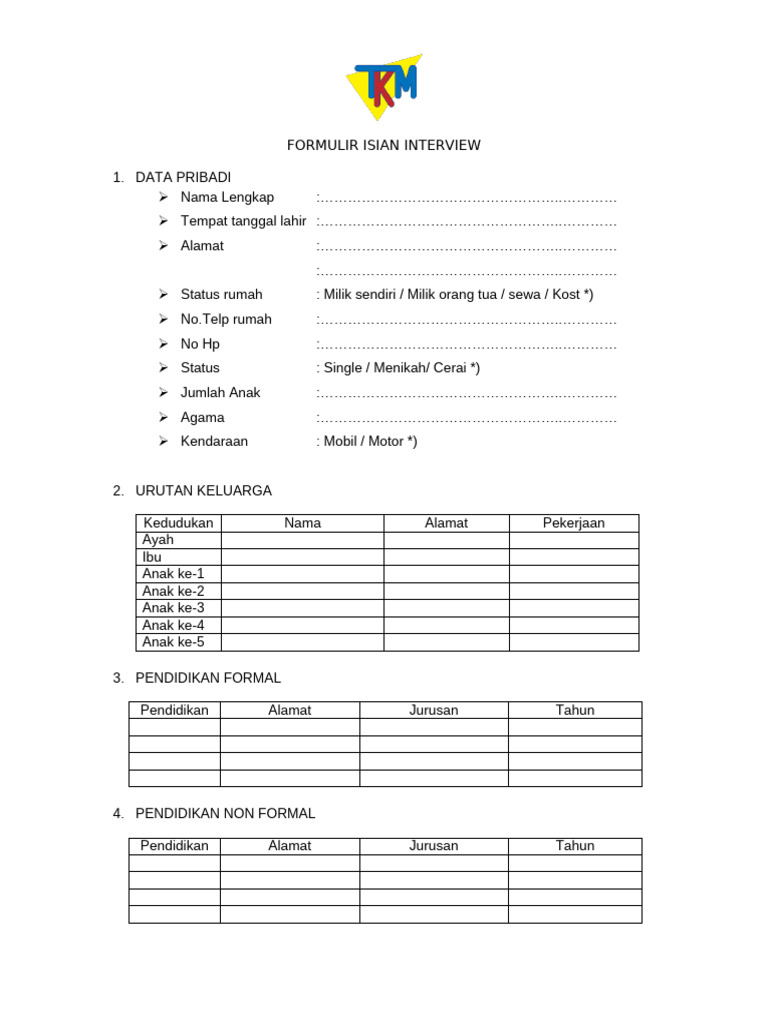 Form Intervew | PDF
