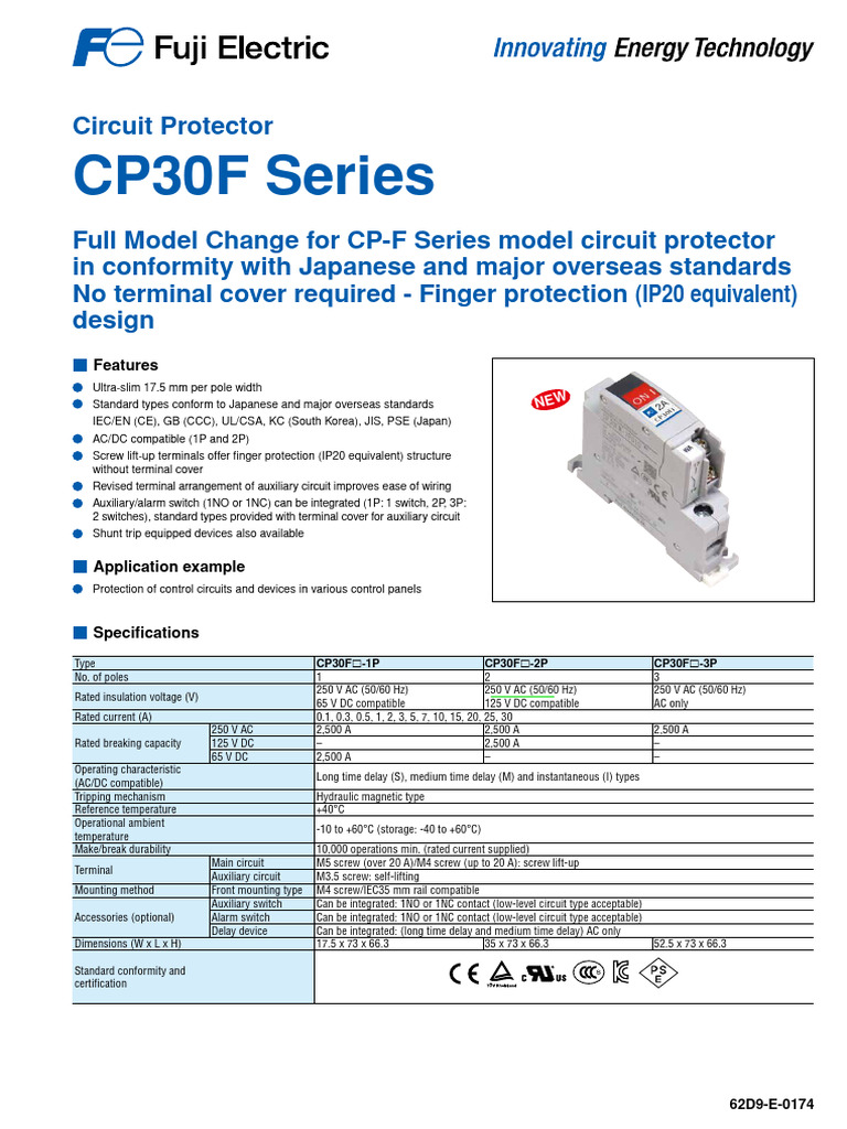 Fuji Electric CP30 Circuit Protector Catalog | PDF