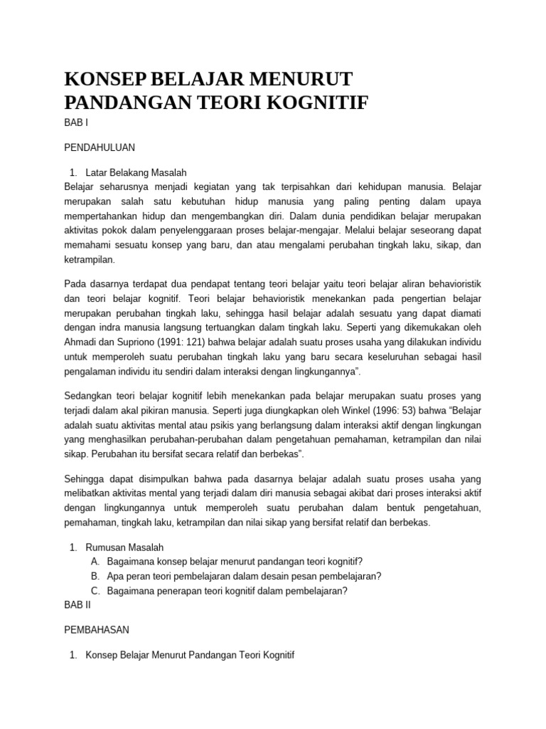 Konsep Belajar Menurut Pandangan Teori | PDF Konsep Belajar Menurut Pandangan Teori | PDF