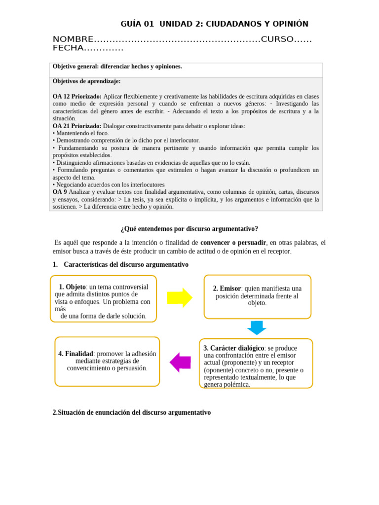 Guía 1 Unidad 2 Ciudadanos y Opinión | PDF | Teoría de la argumentación ...