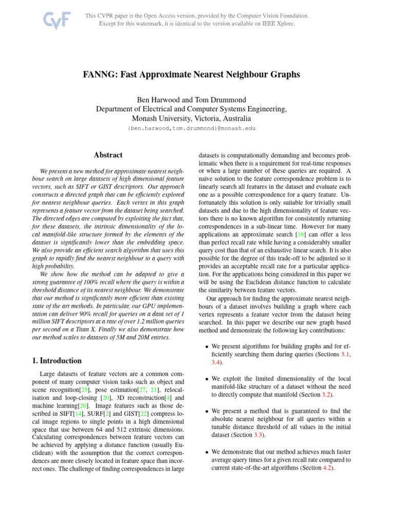 FANNG: Fast Approximate Nearest Neighbour Graphs | PDF