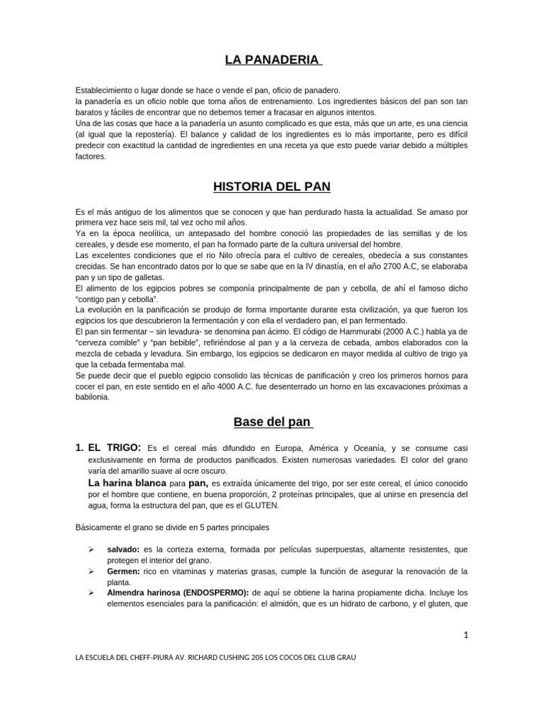 Teoria Panaderia | PDF