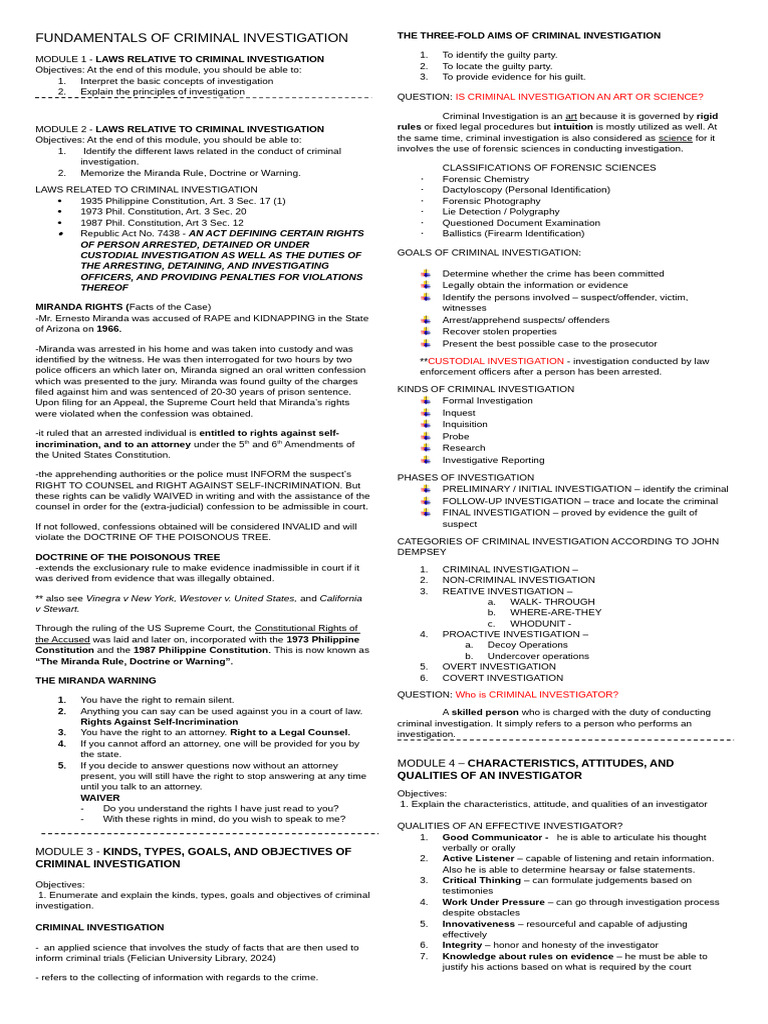 Fundamentals of Criminal Investigation | PDF