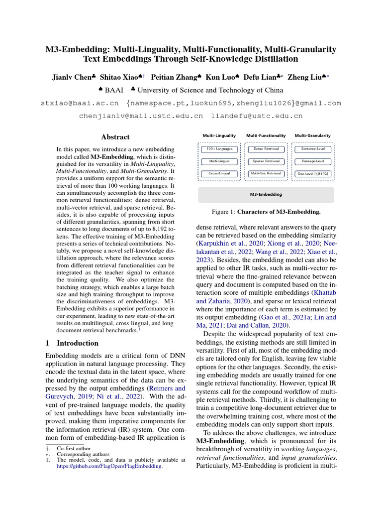 BGE M3-Embedding - Multi-Lingual, Multi-Functionality, Multi-Granularity Text Embeddings Through ...