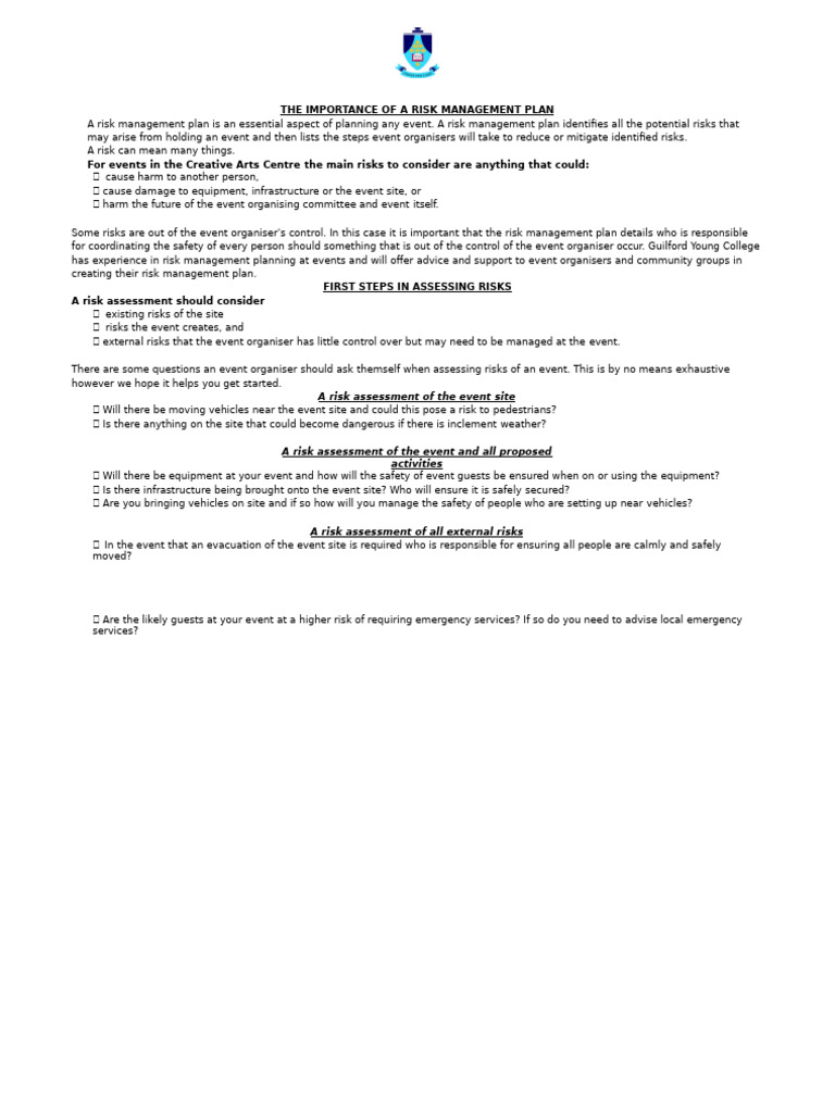 Risk Management Example | PDF