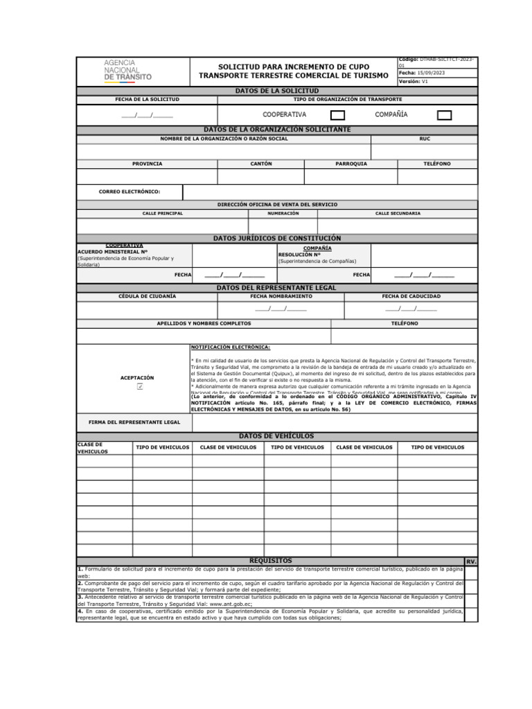 Formulario incremento de cupo | PDF