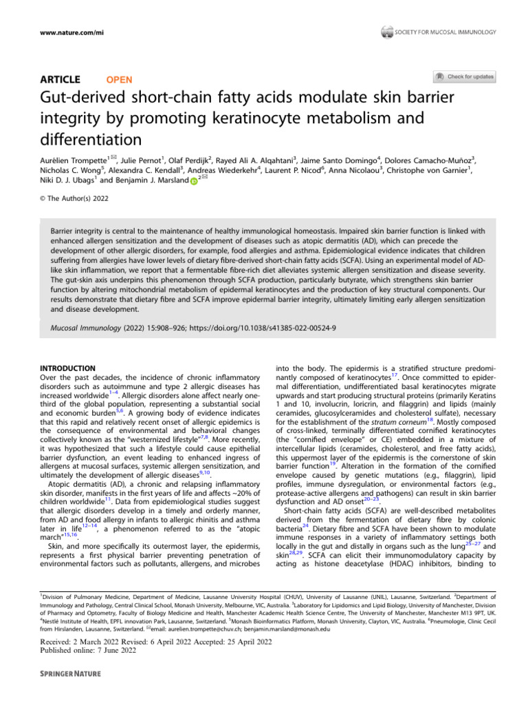Modulate Skin Barrier Integrity by Promoting Keratinocyte Metabolism ...