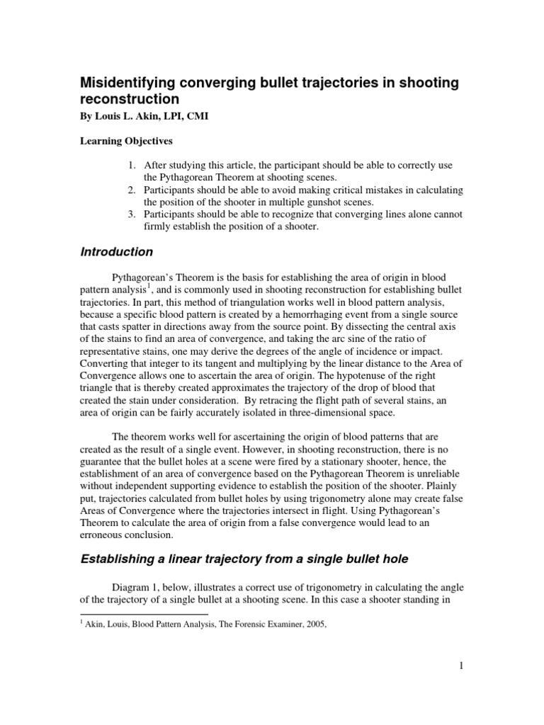Misidentifying Converging Bullet Trajectories in Shooting ...