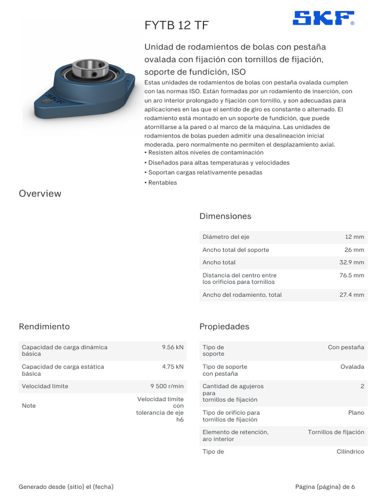 SKF FYTB 12 TF Specification | PDF