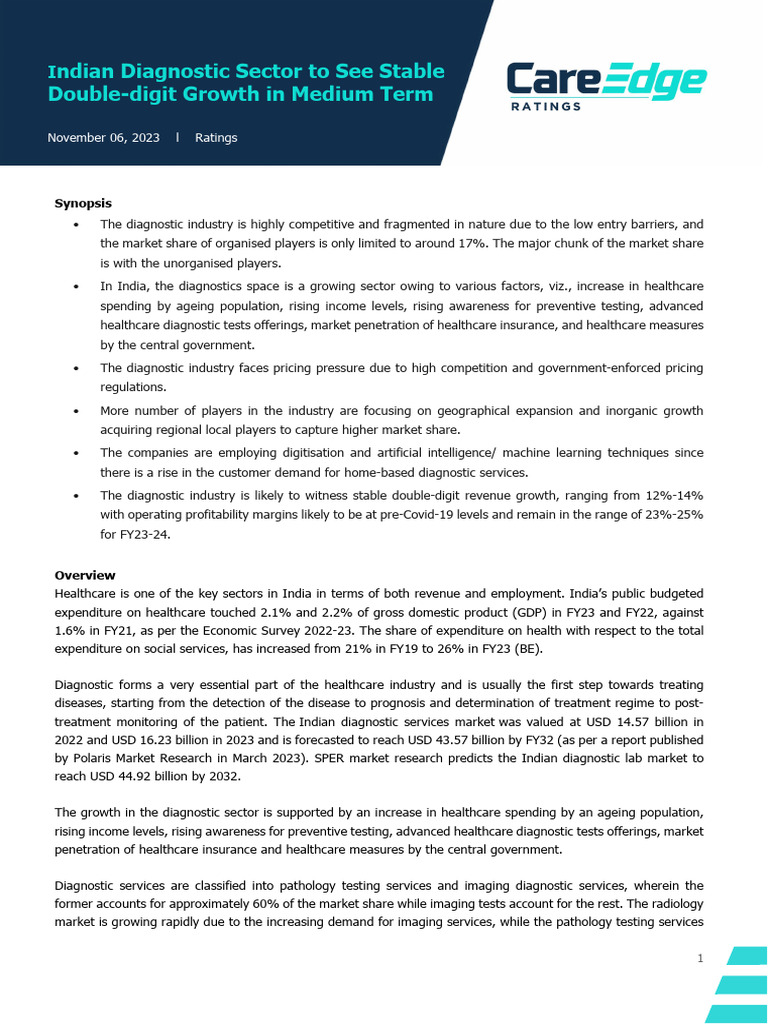 Indian Diagnostics Industry - CareEdge Report | PDF