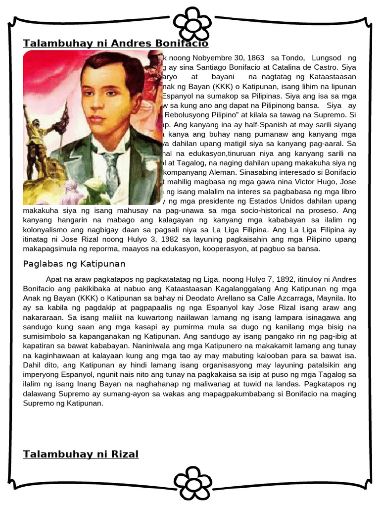 Talambuhay Ni Andres Bonifacio | PDF