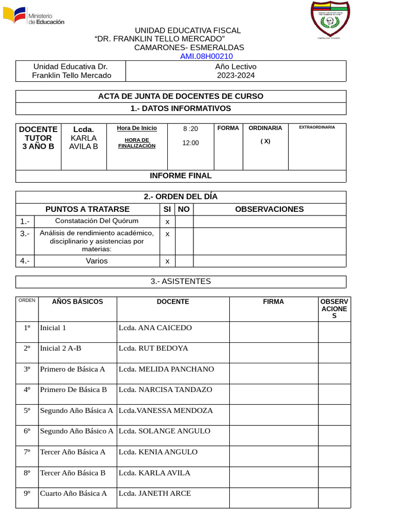 Acta Junta 2024 Maribell | PDF