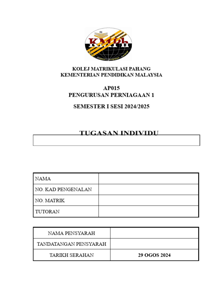 Template Tugasan Individu AP015 Sesi 2024 - 2025 | PDF