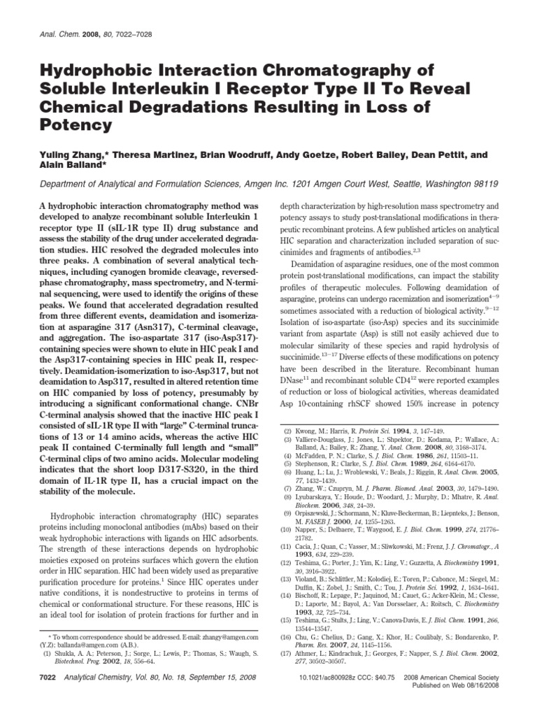 Hydrophobic Interaction Chromatography o | PDF